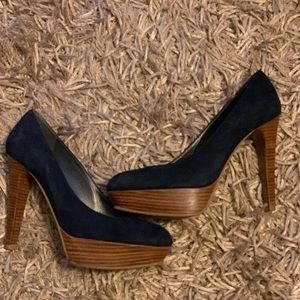 Stuart Weitzman | Shoes | Stuart Weitzman Blue Suede Platform Pumps ...